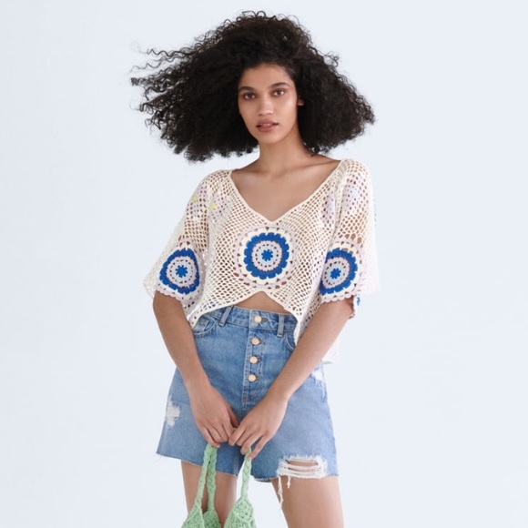 Zara | Tops | Zara Crochet Knit Cropped Toplimited Edition | Poshmark